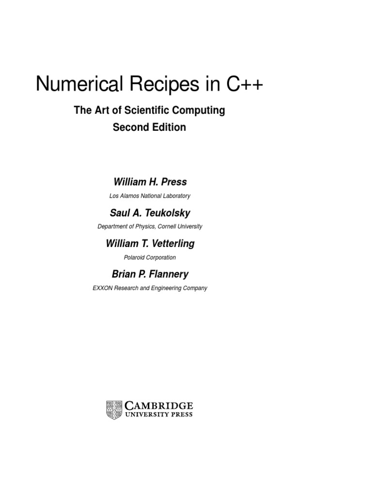 Numerical Recipes in C++: The Art of Scientific Computing Second ...