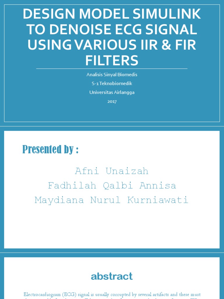 Design Model Simulink To Denoise Ecg Signal Using | PDF | Signal To Noise Ratio | Filter (Signal ...