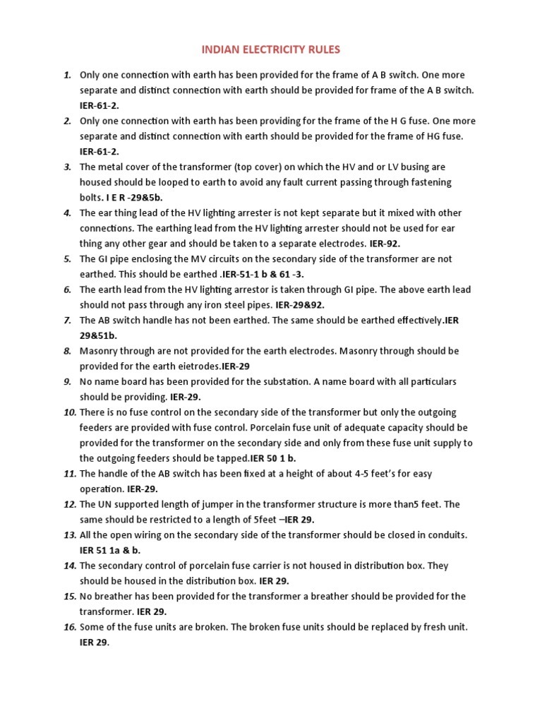IE Rules | PDF | Transformer | Fuse (Electrical)