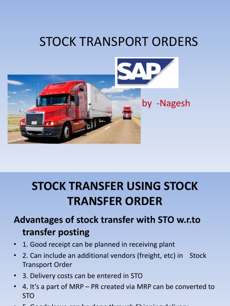 Stock Transport Order Overview | PDF | Invoice | Stocks