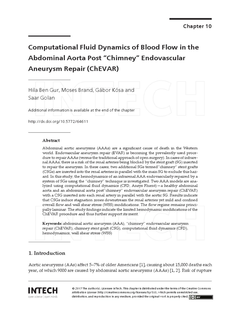 Computational Fluid Dynamics of Blood Flow in The Abdominal Aorta Post ...
