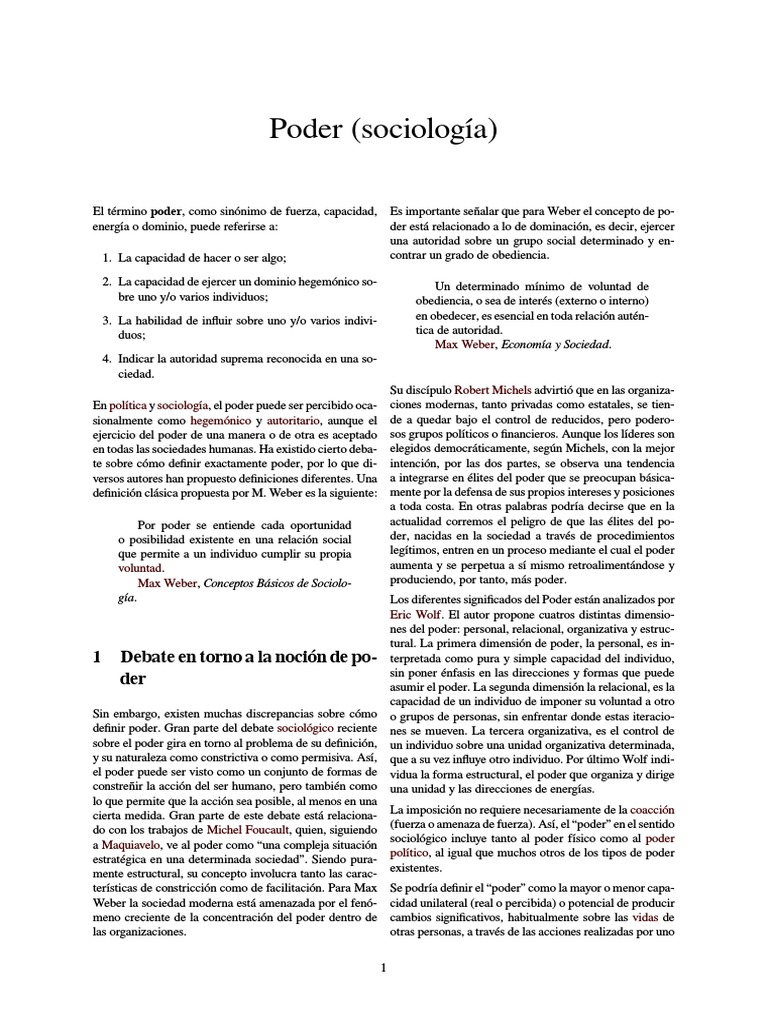 Teorías y dimensiones del poder sociológico | PDF | Poder (social y ...