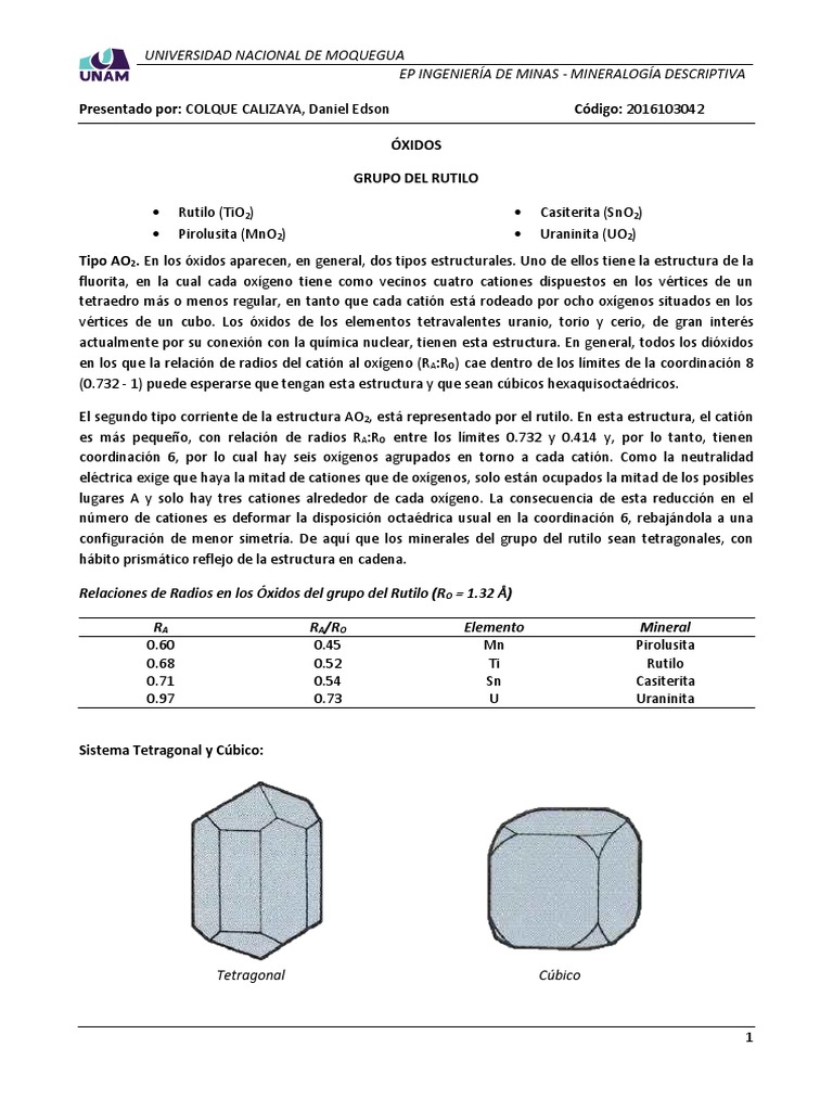 Óxidos del grupo del rutilo: estructura, propiedades y ejemplos | PDF ...