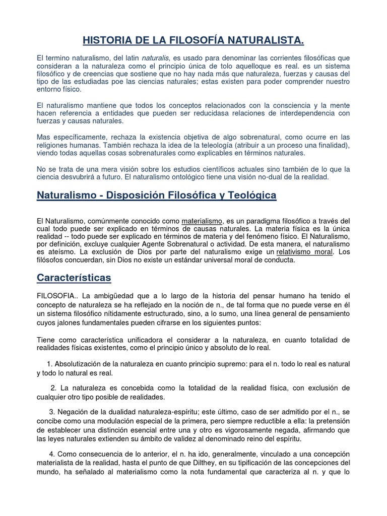 Historia del Naturalismo Filosófico | PDF | John Dewey | Naturalismo ...