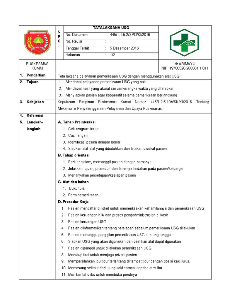 SPO Tatalaksana USG | PDF