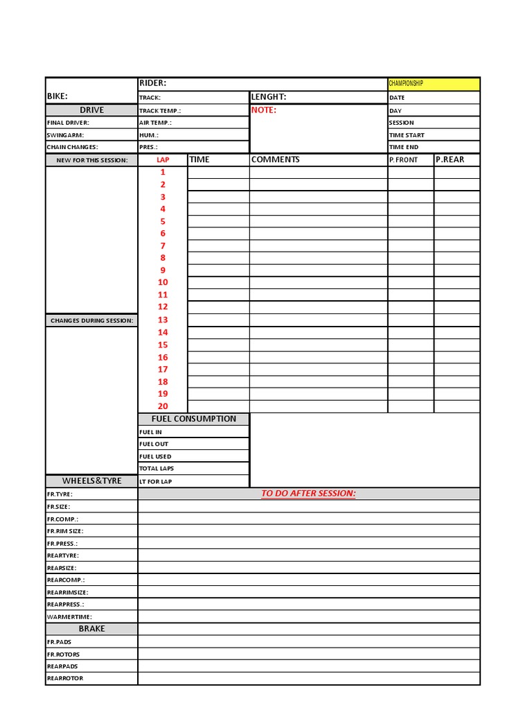 Motorcycle Race Session Data Log | PDF
