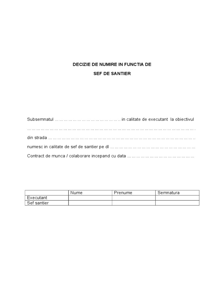 17 Decizii Numire Sef Santier, Diriginte, CQ, RTE | PDF