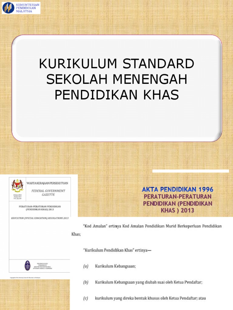 Kurikulum Standard Pendidikan Khas Sekolah Menengah: Memperkasa Peluang ...