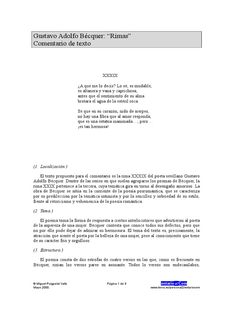Bécquer - Rima 39 | PDF | Rima | Poesía