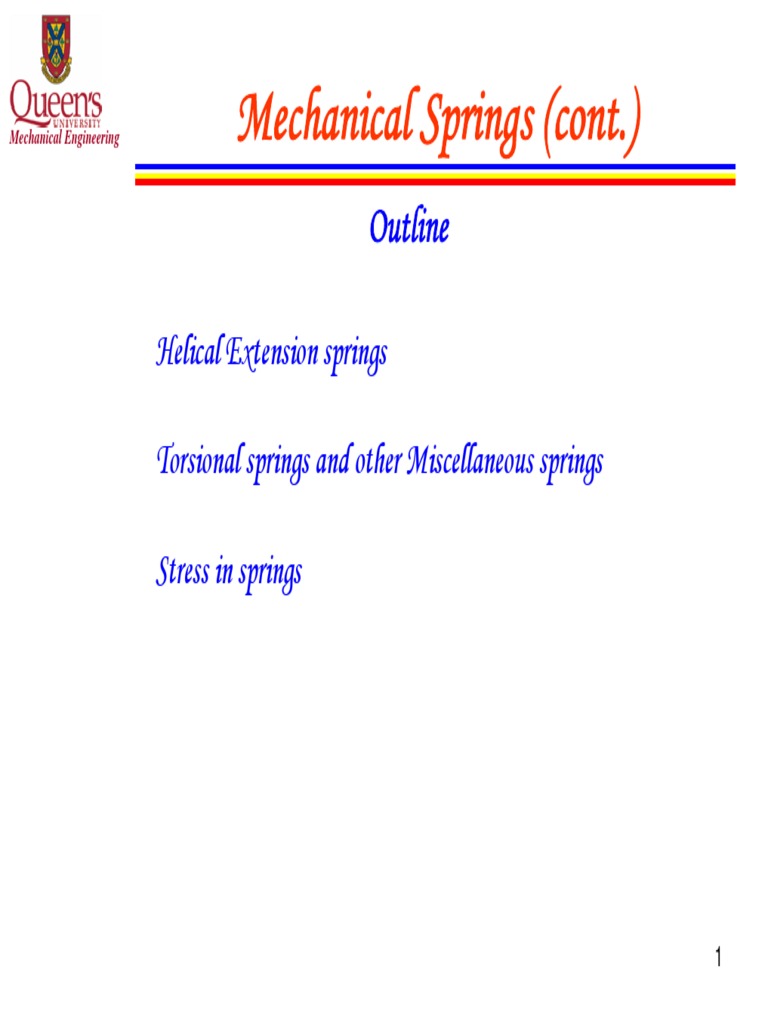 Mechanical Springs (Cont.) : Outline | PDF | Strength Of Materials ...