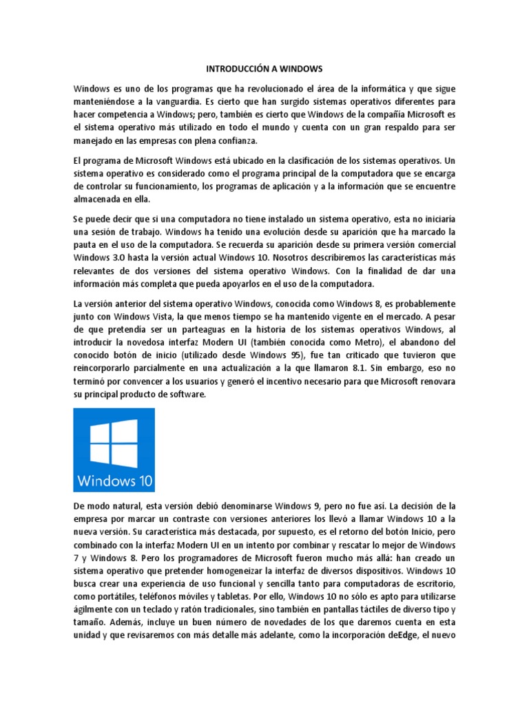 Introducción a Windows | PDF | Windows 10 | Microsoft Windows