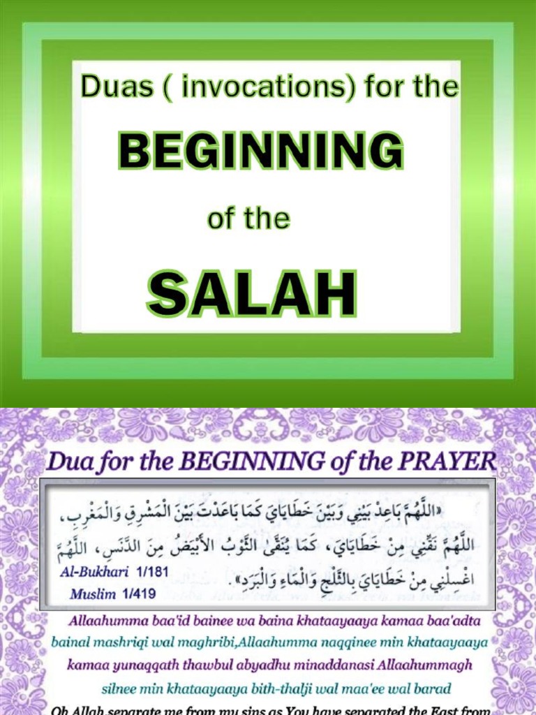 Duas (Invocations) for the Beginning of the Salah