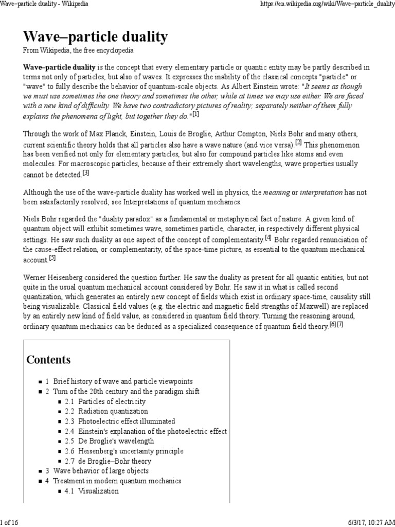Wave-Particle Duality - Wikipedia | PDF | Photon | Light