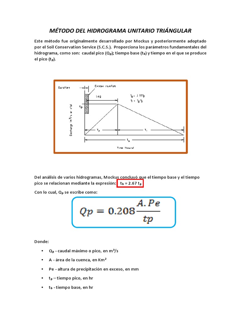 Método Del Hidrograma Unitario Triángular | PDF | Descarga (hidrología) | Earth Sciences