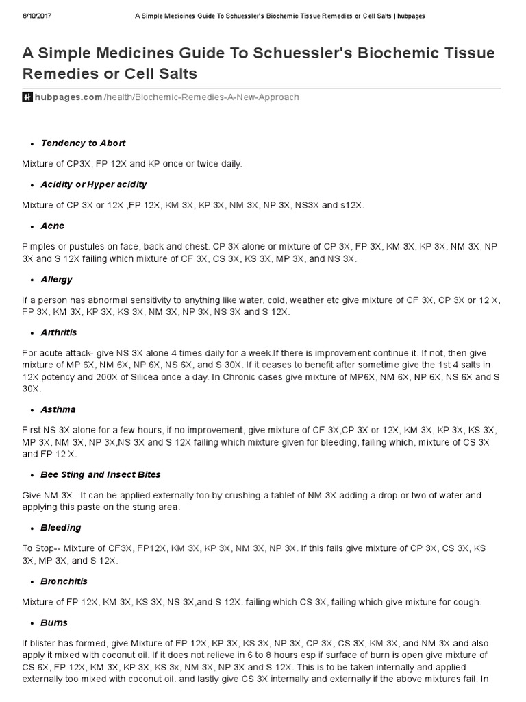 A Simple Medicines Guide To Schuessler's Biochemic Tissue Remedies or ...