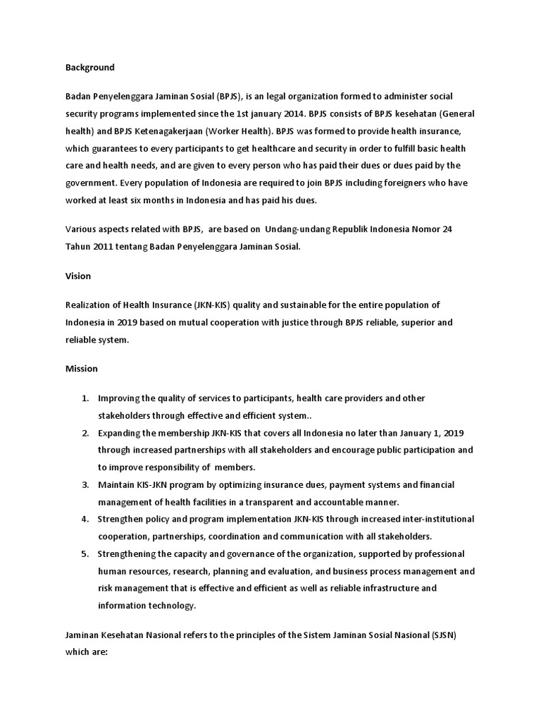 Background BPJS | PDF | Insurance | Health Care
