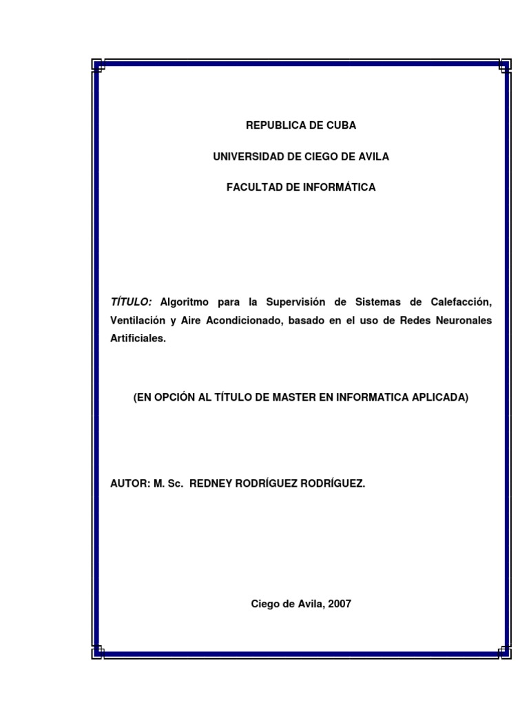Tesis de Maestria Informática Aplicada UNICA 2007 | PDF | Red neuronal ...
