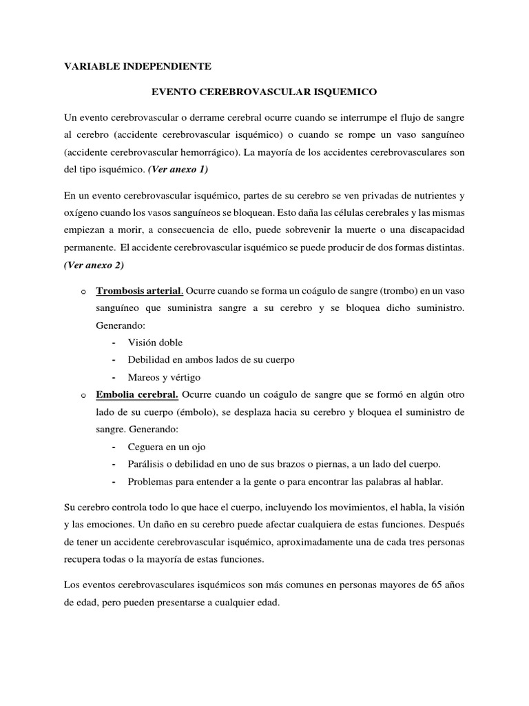 Evento Cerebrovascular Isquemico | PDF | Carrera | Isquemia