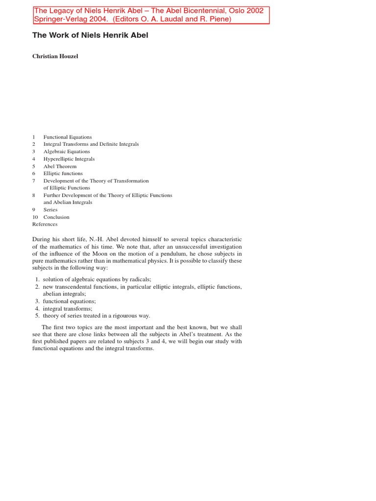 Abels Complete Work Houzel Pdf Pdf Trigonometric Functions Sine