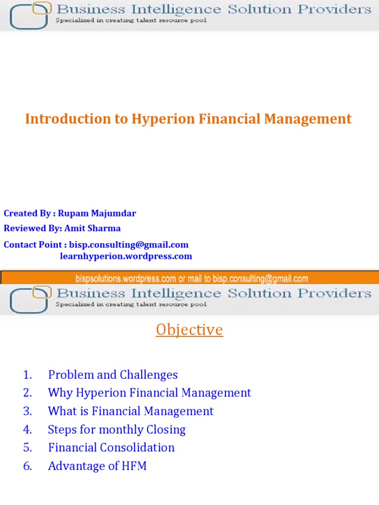 Introduction To Hyperion Financial Management: Created By: Rupam Majumdar Reviewed By: Amit ...