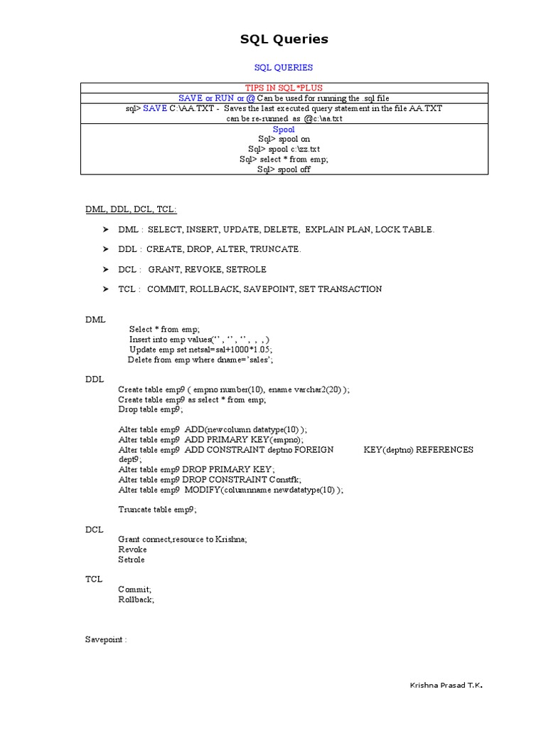 SQL PLSQL Queries Vasu | Download Free PDF | Databases | Database Index