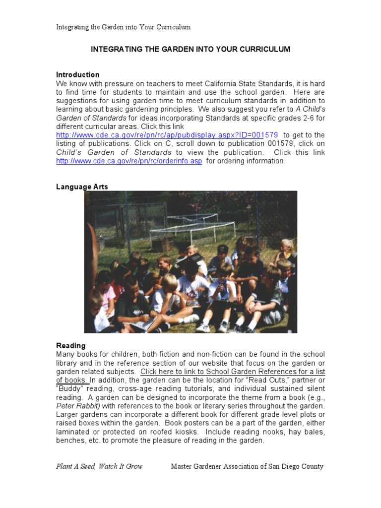 Integrating The Garden Into Your Curriculum | PDF