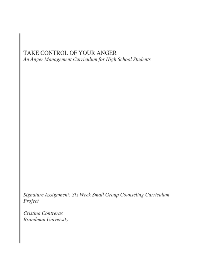 Anger Management Curriculum for Teens | PDF | Anger | School Counselor