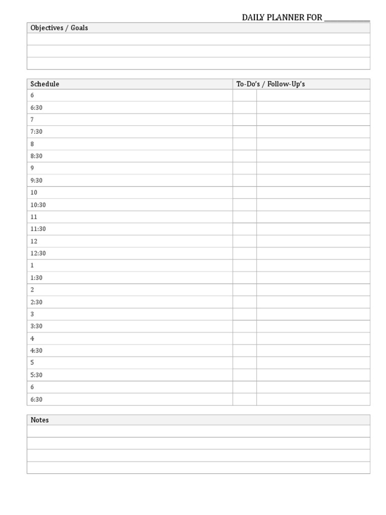 Objectives / Goals: DAILY PLANNER FOR | PDF | Career & Growth