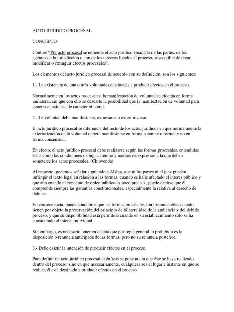 Acto Jurídico Procesal: Conceptos y Clasificaciones | PDF | Ley ...