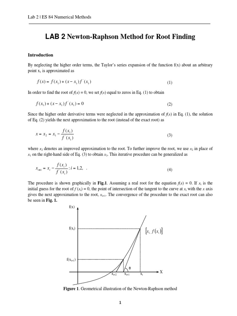 Lab 2 Newton Raphson Method Pdf Computational Science Numerical