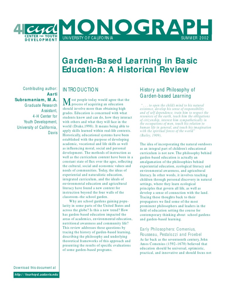 Garden Based Learning in Basic Education: A Historical Review | PDF ...
