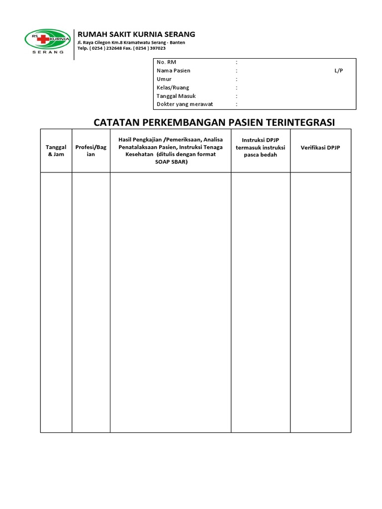 Catatan Perkembangan Pasien RS Kurnia | PDF | Kesehatan Holistik