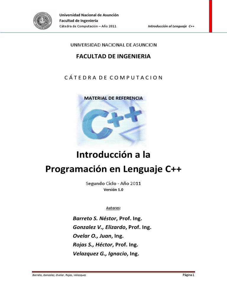 Introduccion A La Programacion en Lenguaje C++ | PDF | Programa de ...