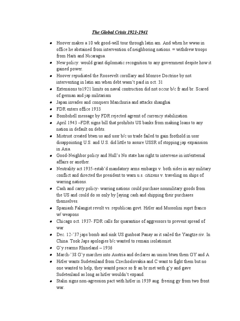 The Global Crisis 1921 | PDF | Franklin D. Roosevelt | Adolf Hitler