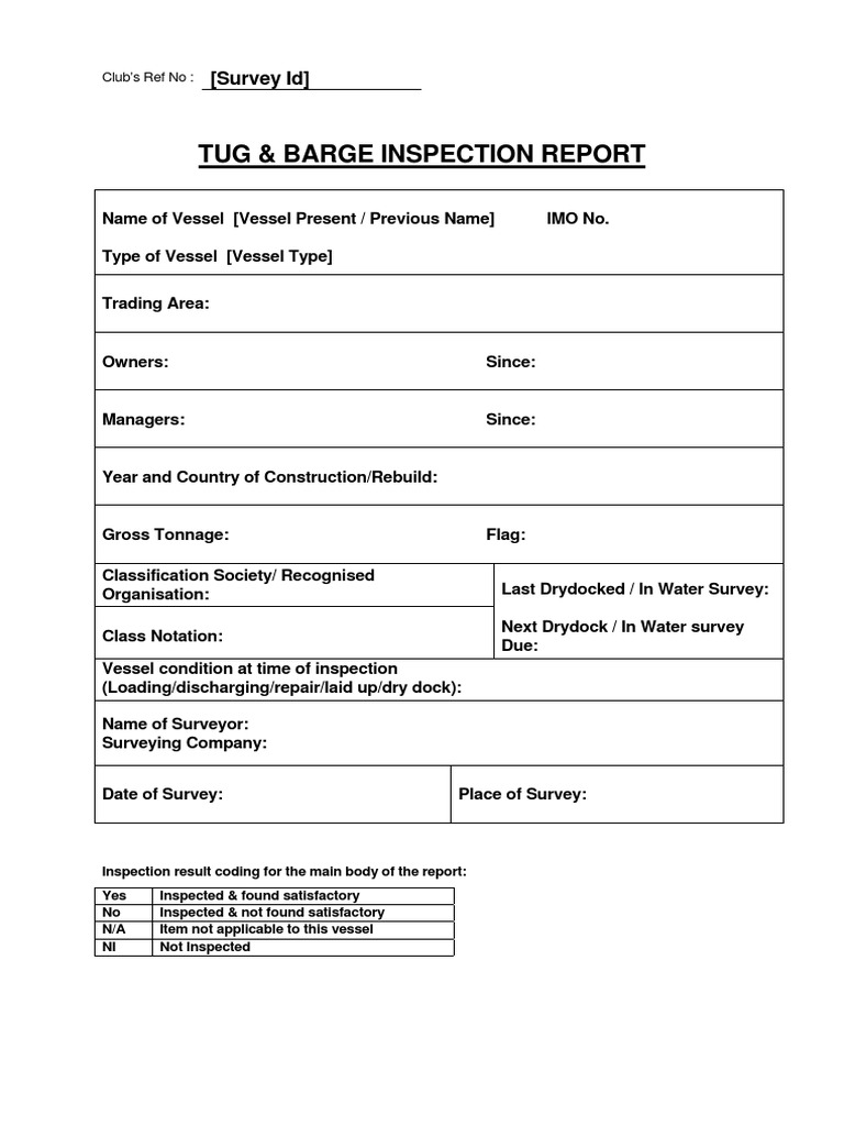 Tug and Barge Inspection Report Summary | PDF | Ships | Watercraft