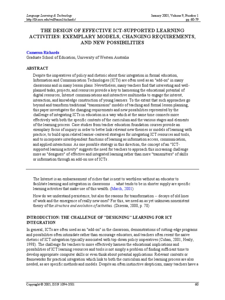 The Design of Effective ICT Supported Learning | PDF | Educational ...
