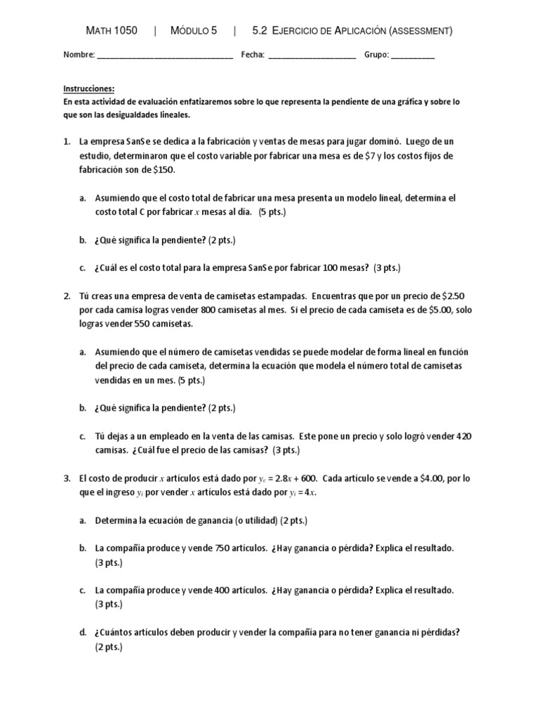 Math 1050 Tarea 5.2 | PDF