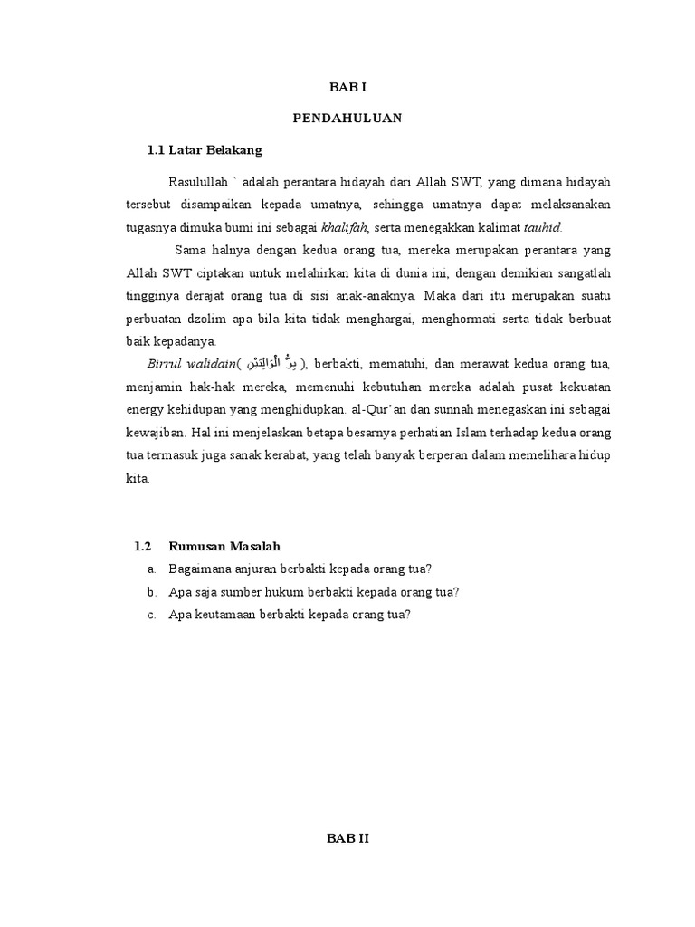 Berbakti Kepada Orang Tua (KLP 9) | PDF