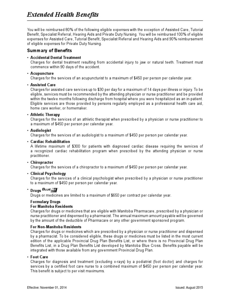 Extended Health Benefits | PDF | Physician | Physical Therapy