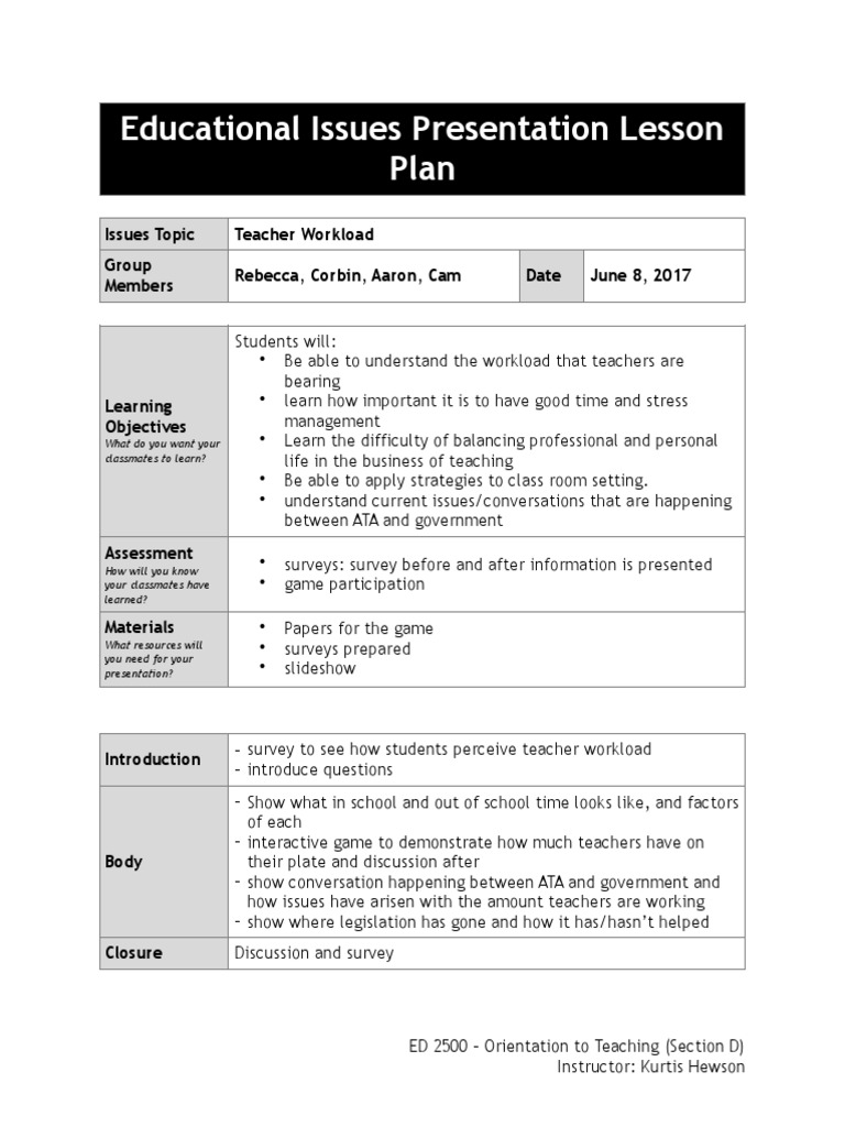 Ed Issues Lesson Plan | PDF Ed Issues Lesson Plan | PDF