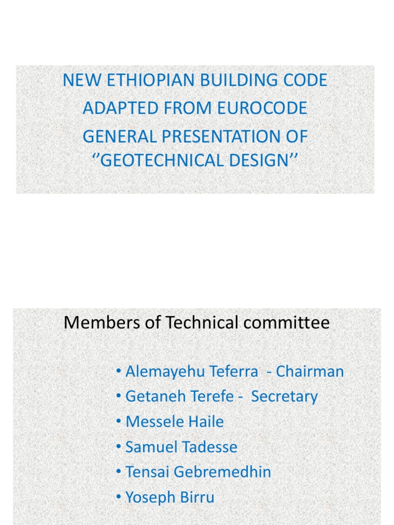 Presentation of New Ethiopian Building Code - Eurocode | PDF ...