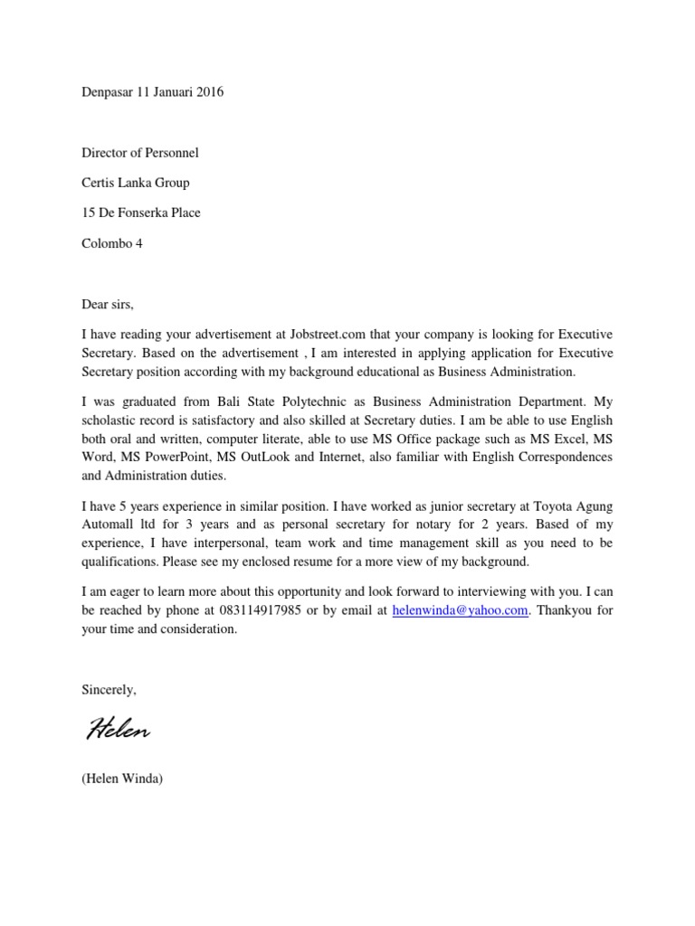 Example Letter | PDF