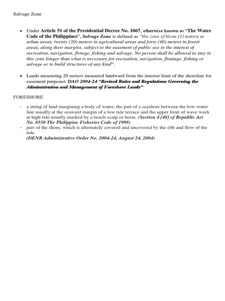 Salvage Zone-Foreshore Land | PDF | Oceanography | Physical Oceanography