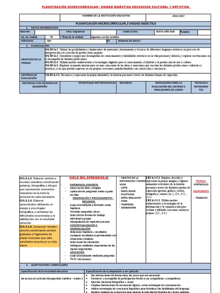 PUD ECA 6º | Maestros | Aprendizaje