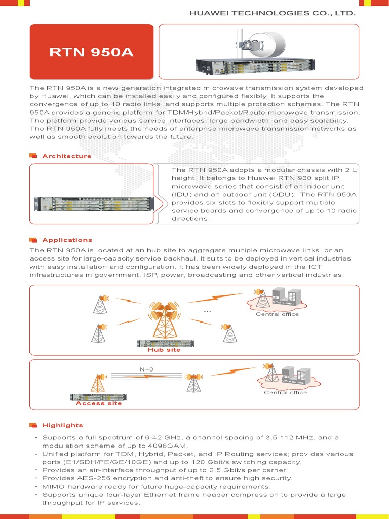 Brochure Huawei RTN 950A en | PDF | Telecommunications | Computer Networking