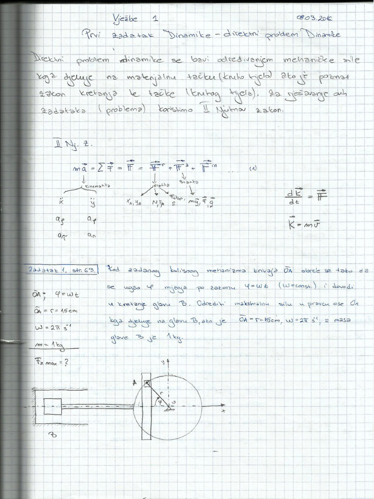 Dinamika - Vjezbe - Grupa 7,8 PDF | PDF