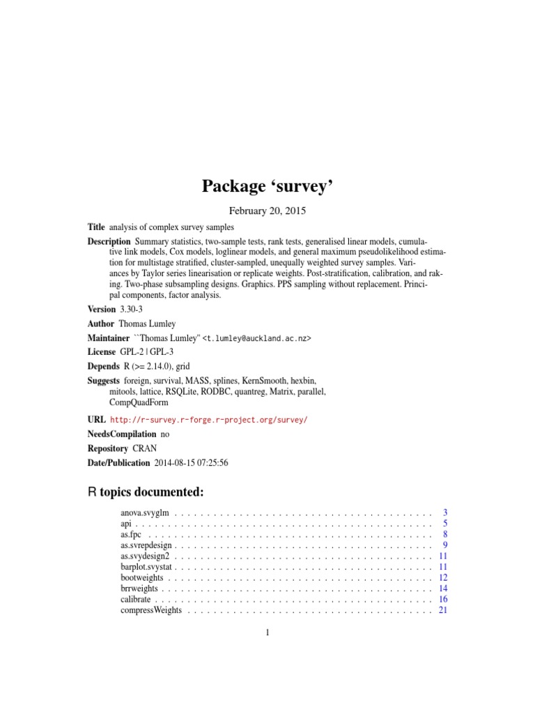 Package Survey | PDF | Resampling (Statistics) | Akaike Information ...