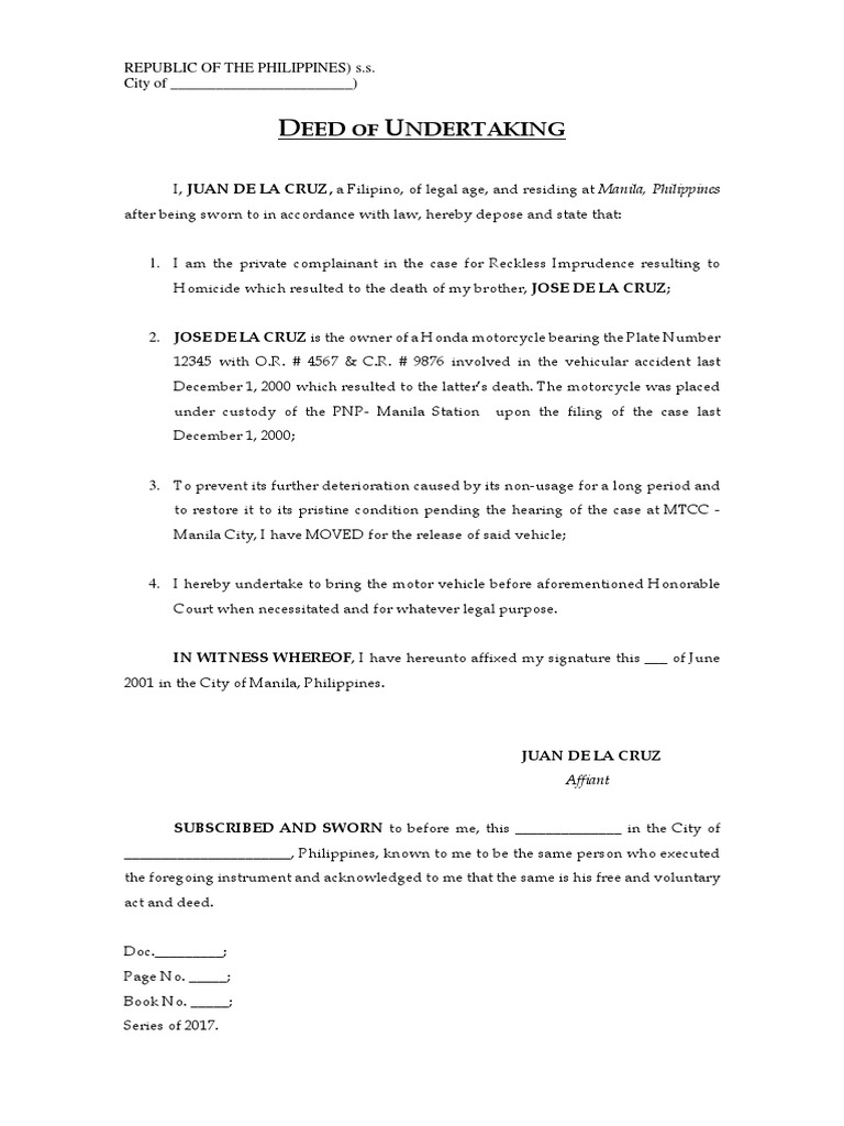 Deed of Undertaking | PDF