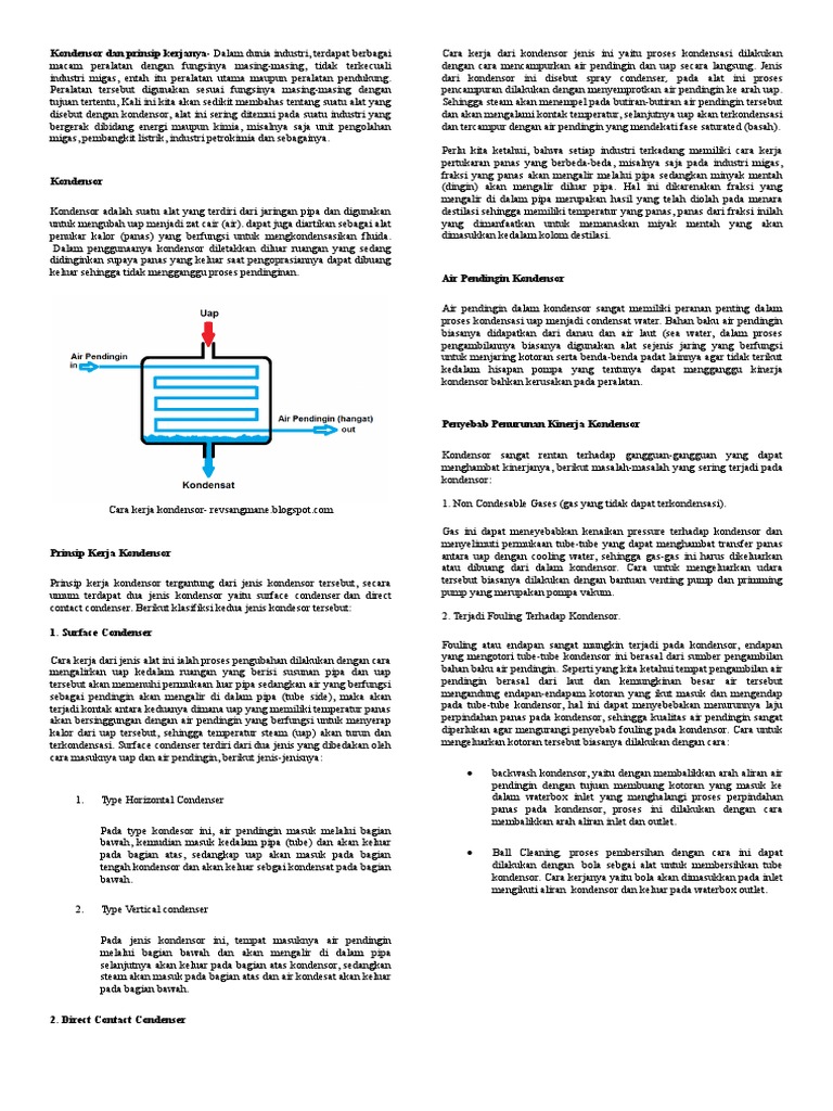 Prinsip Kerja dan Jenis Kondensor | PDF
