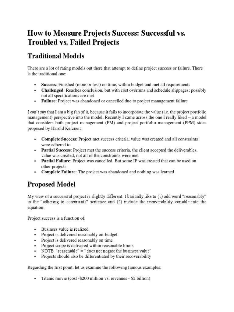 How To Measure Projects Success | PDF | Project Management | Accountability